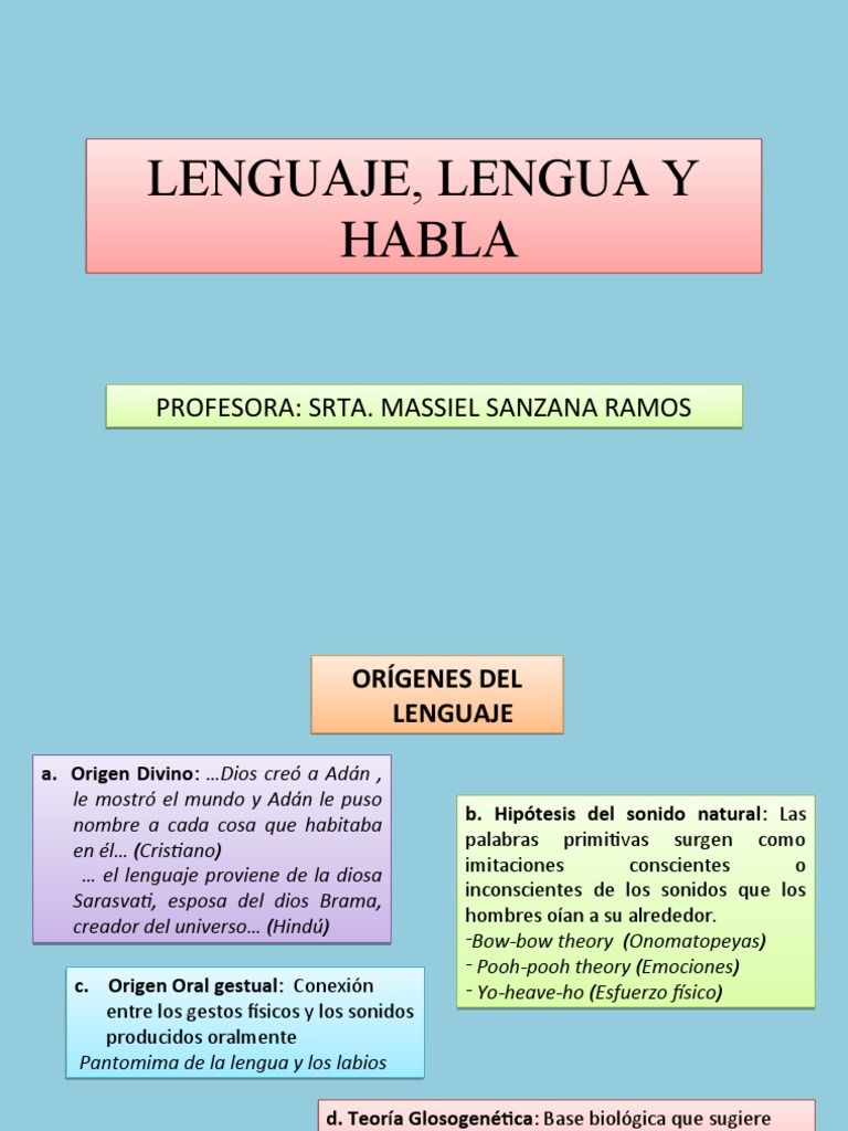Lenguaje Lengua y Habla Presentación | PDF | Comunicación | Habla