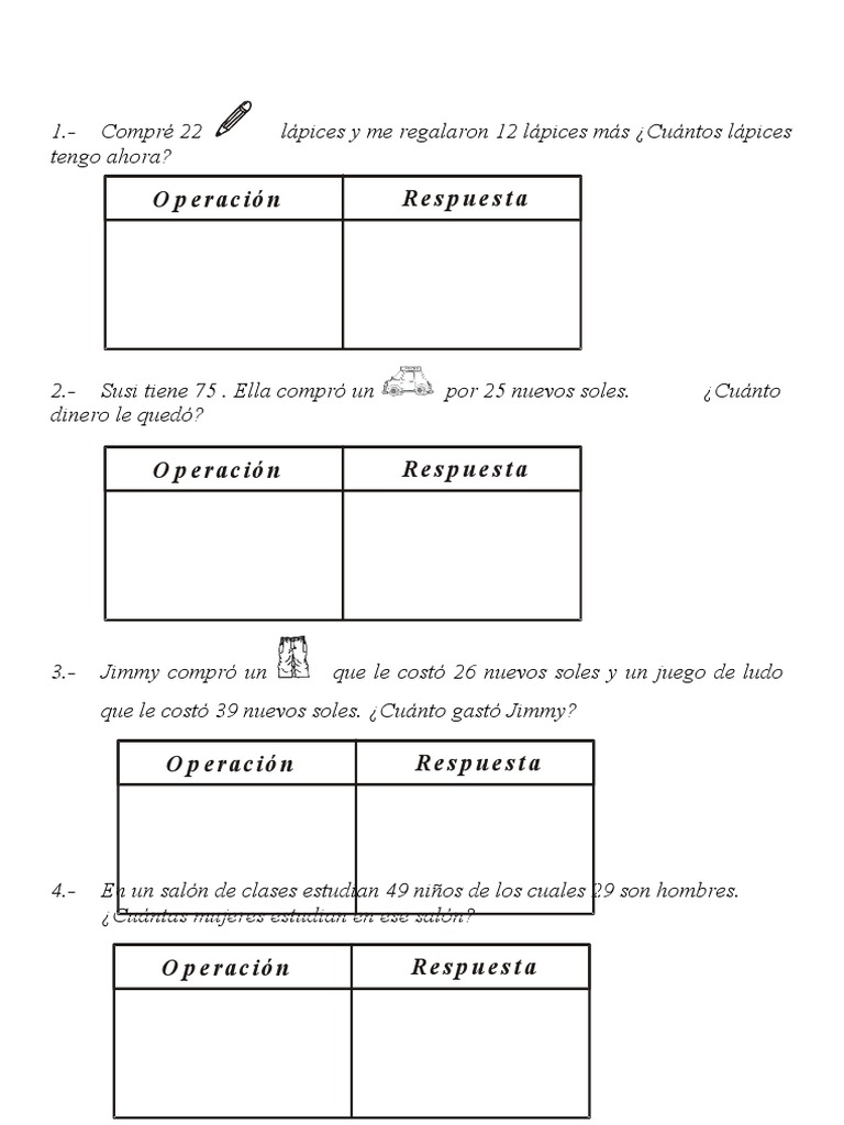 Problemas de Suma y Resta para Primaria | PDF | Estudios de idiomas ...