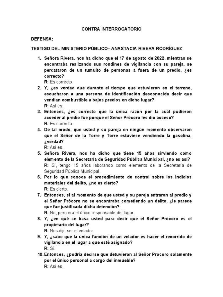 Contra Interrogatorio | PDF