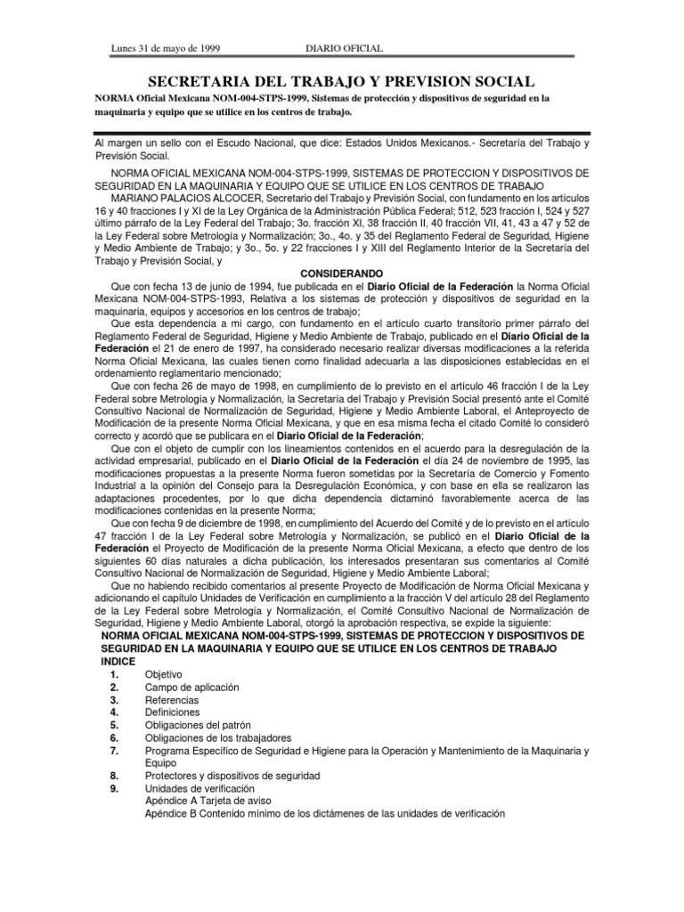 Nom 004 Stps 1999 | PDF | México | Seguridad Social