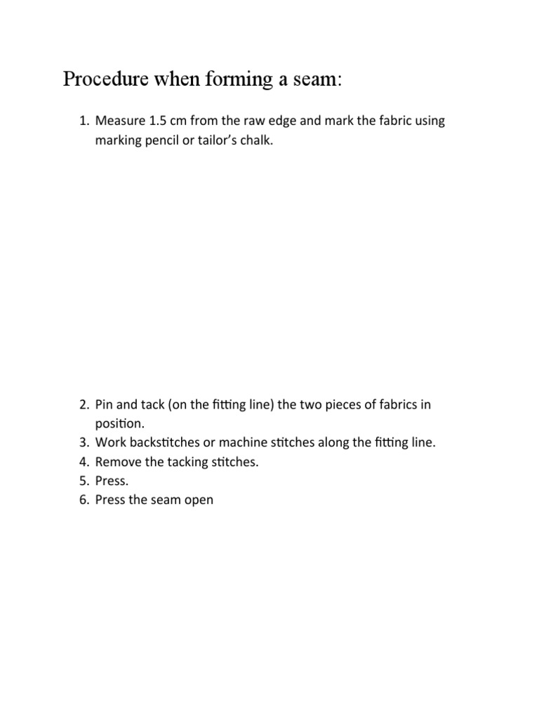 Home Economics Project On Seams | PDF