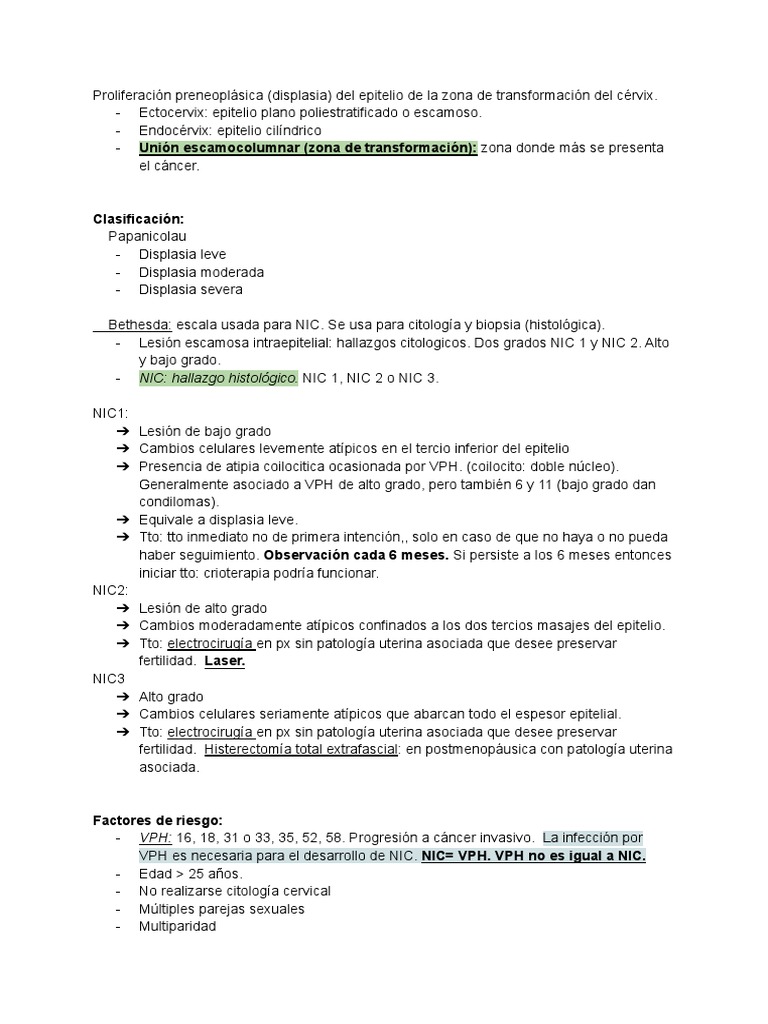 Neoplasia Intraepitelial Cervical | PDF | Medicina CLINICA ...