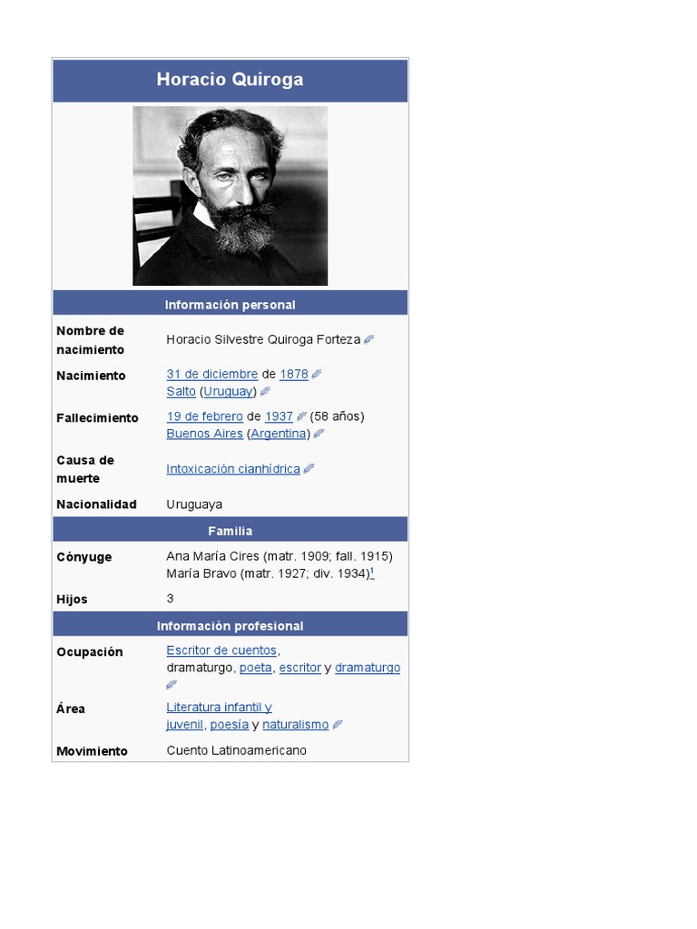 Horacio Quiroga RESUMEN | PDF
