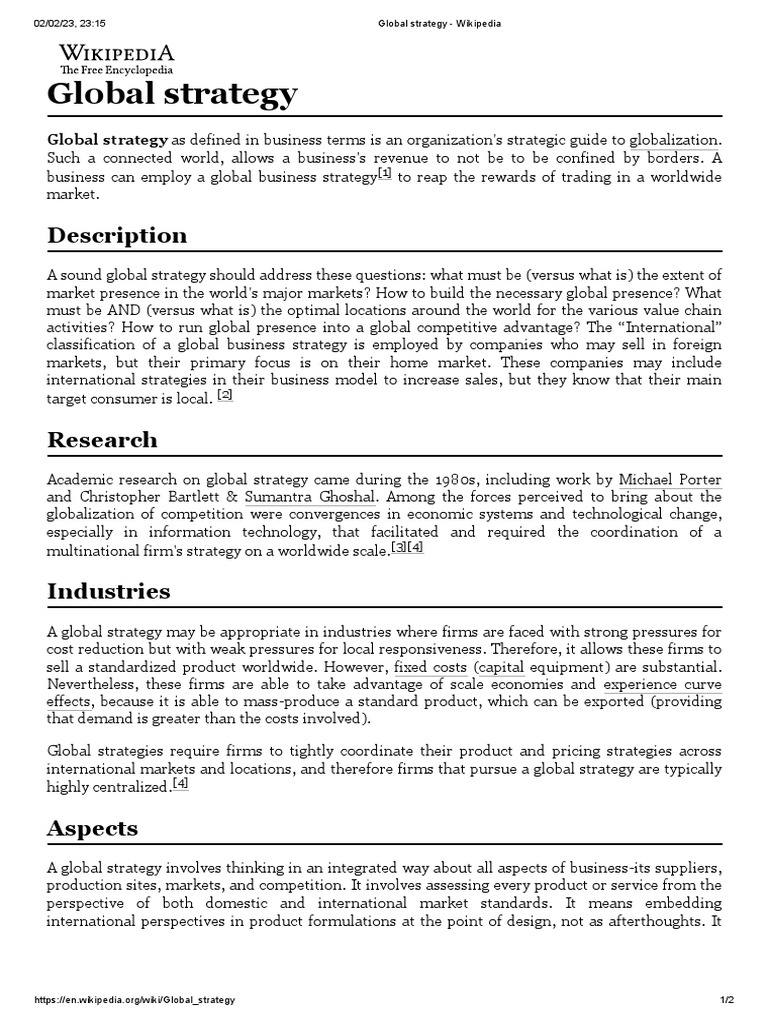 Global Strategy - Wikipedia | PDF | Economies | Business Economics