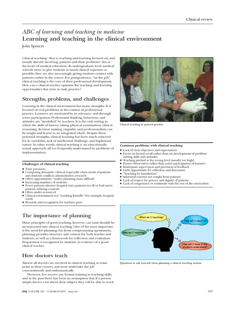 Learning and Teaching in The Clinical Environment | PDF | Learning ...
