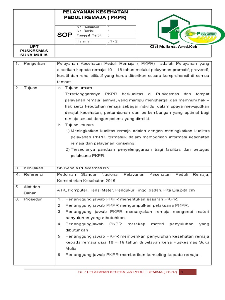 Sop PKPR | PDF