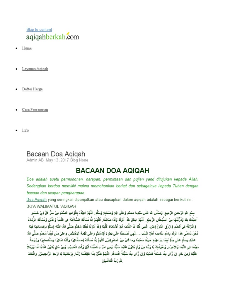 Doa Aqiqah | PDF