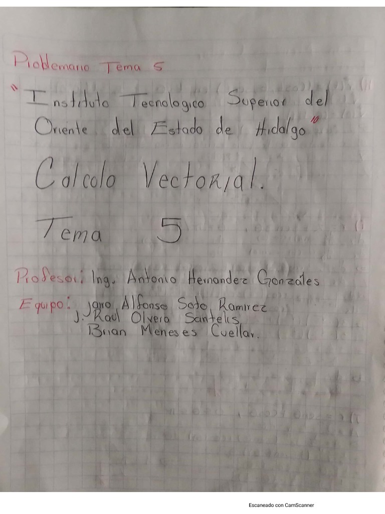 Problemario Tema 5 Calculo Vectorial. | PDF