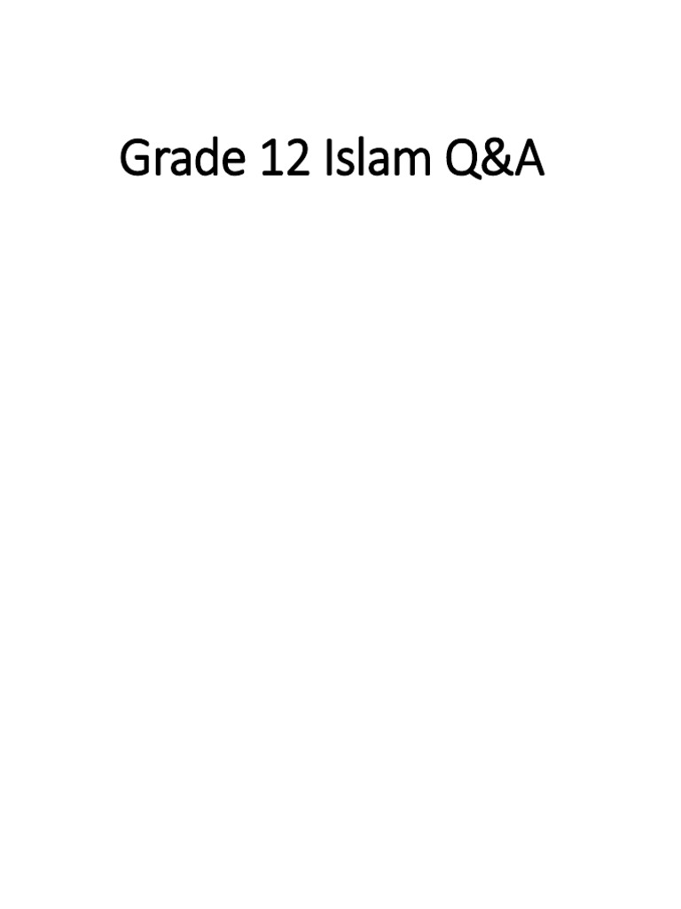 Grade 12 Islam Q&A | PDF