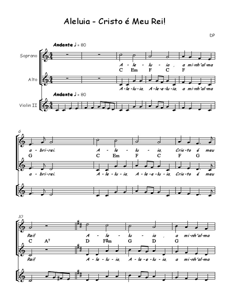 Aleluia - Cristo é Meu Rei orquestra em Dó coro | PDF