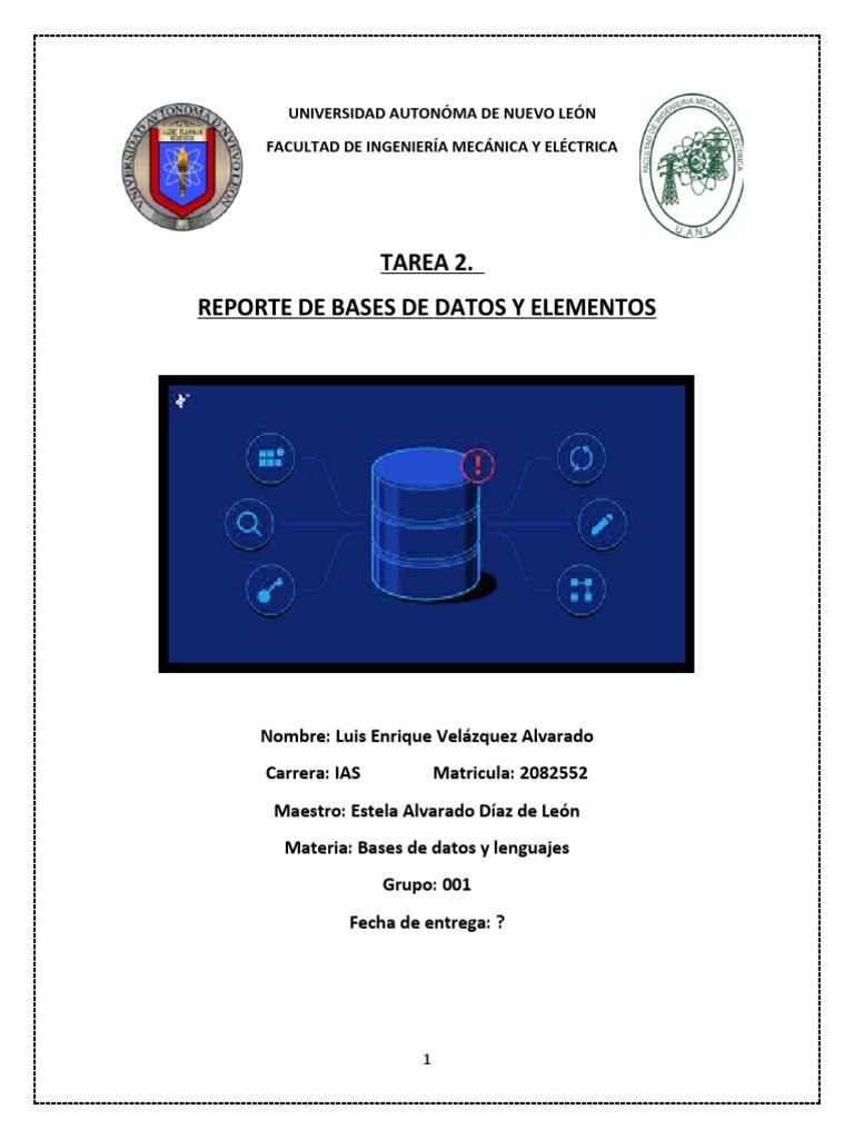 T2 Reporte Bases de Datos y Los Elementos | PDF | Bases de datos | Base de datos relacional