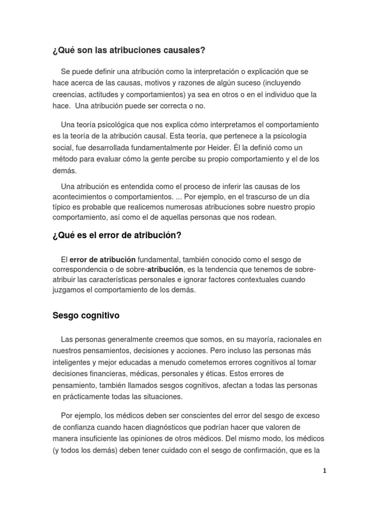 Errores de Atribución y Sesgos Cognitivos | PDF | Sicología ...