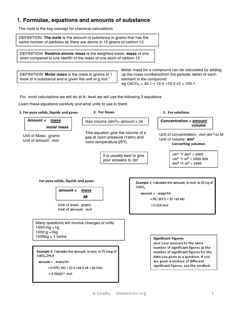 IAL Chemistry Revision Guide (By Neil Goalby) | PDF | Mole (Unit) | Gases