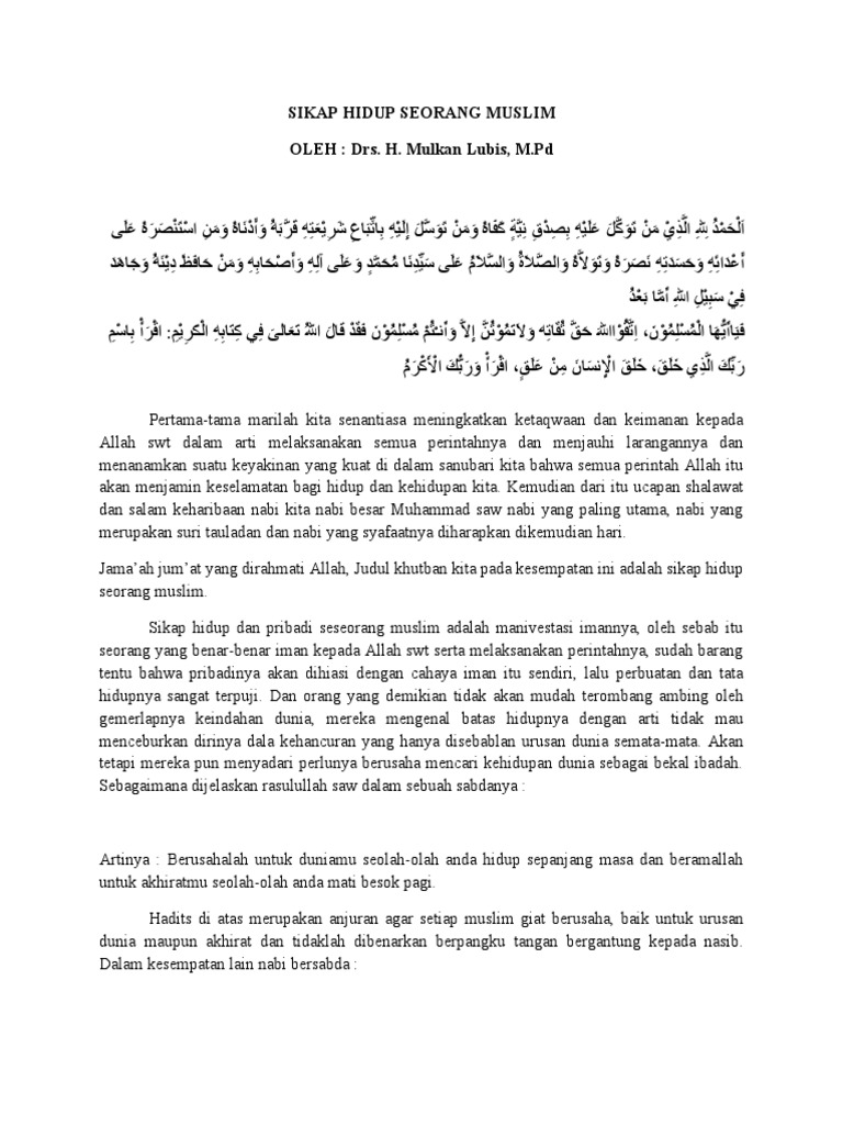 Sikap Hidup Muslim Sejati | PDF