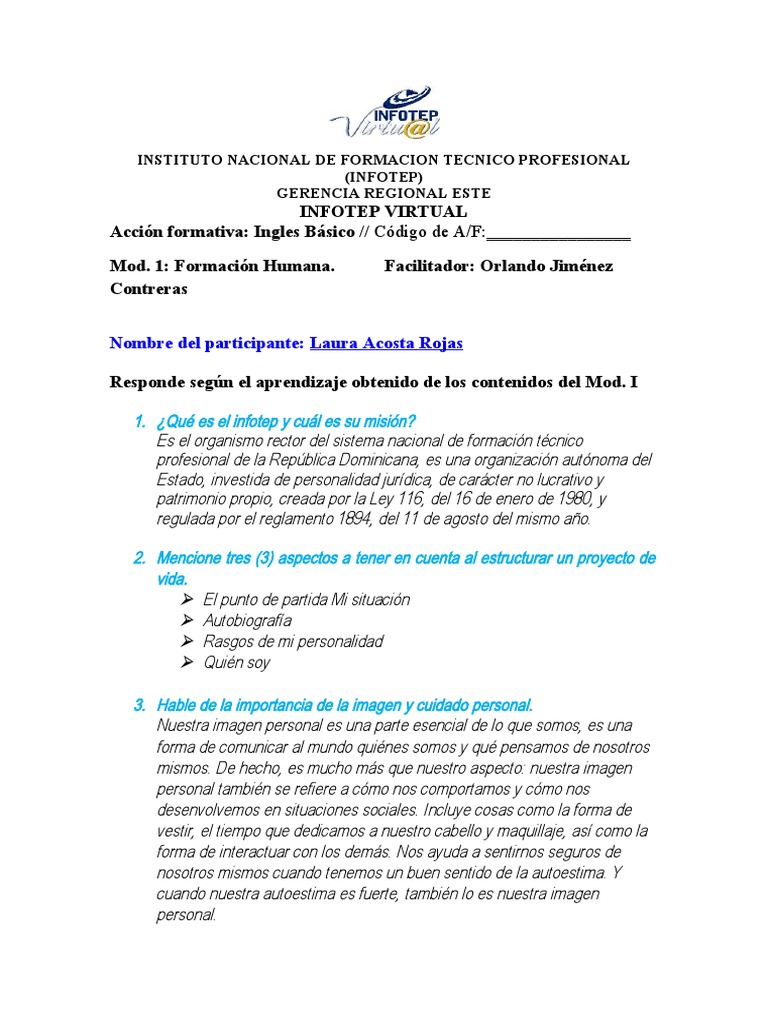 Tarea Modulo 1 | PDF | Autoestima | Sicología Tarea Modulo 1 | PDF | Autoestima | Sicología