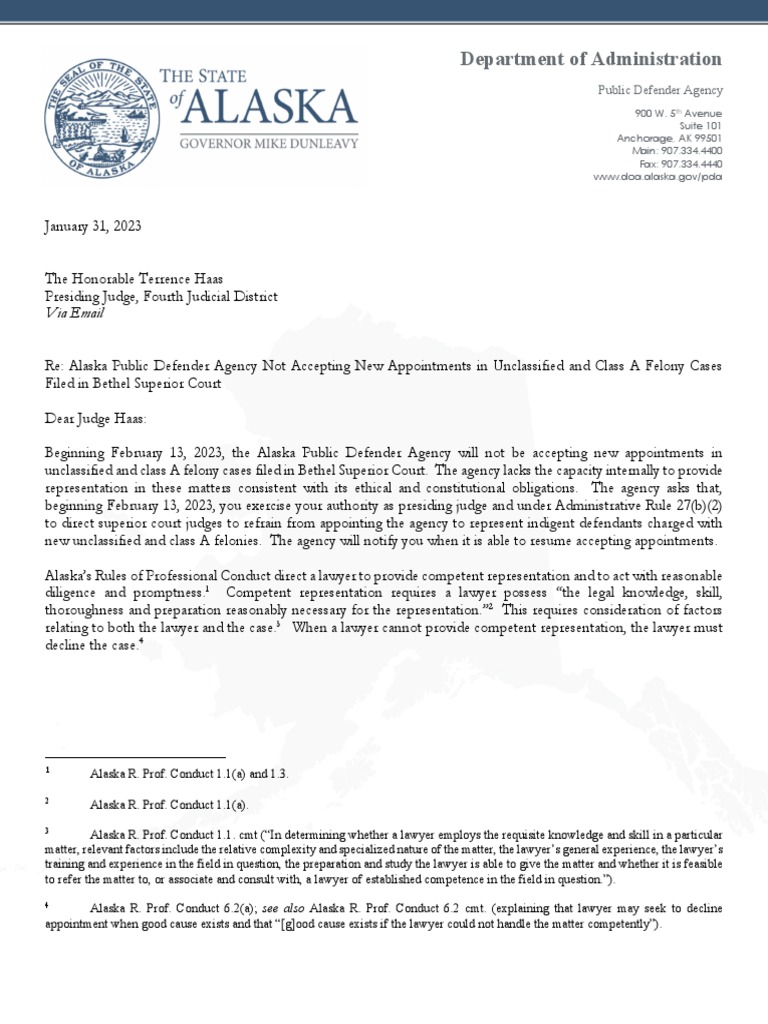 Public Defender Letter To Fourth Judicial District Presiding Judge ...