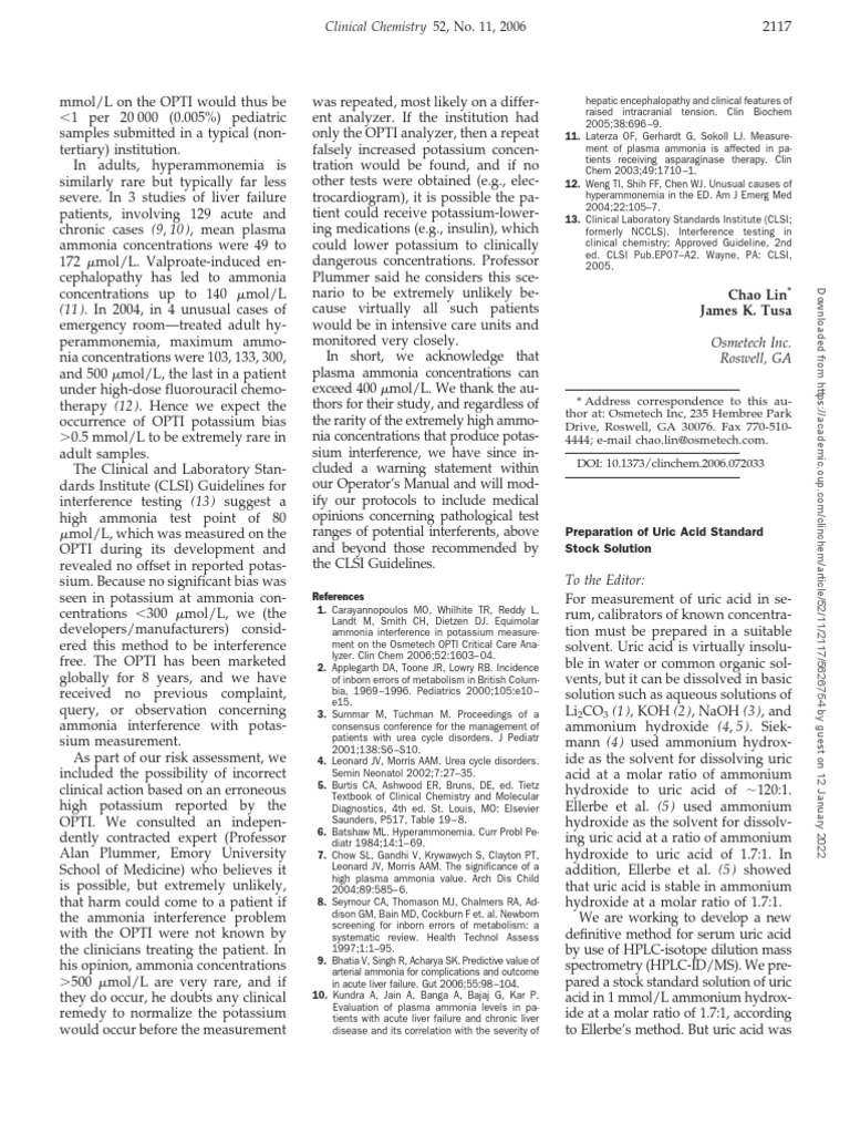 Preparation of Uric Acid Standard Stock Solution | PDF | Ammonium | Acid