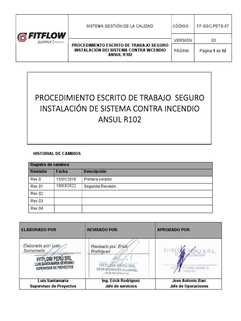 FF-SGC-PETS-07 Procedimiento Escrito de Trabajo Seguro - Instalación ...