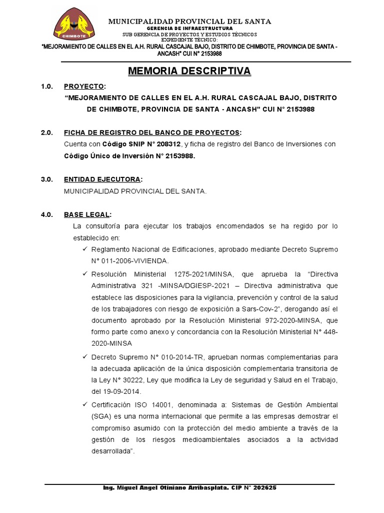Memoria Descriptiva | PDF | Hormigón | Naturaleza