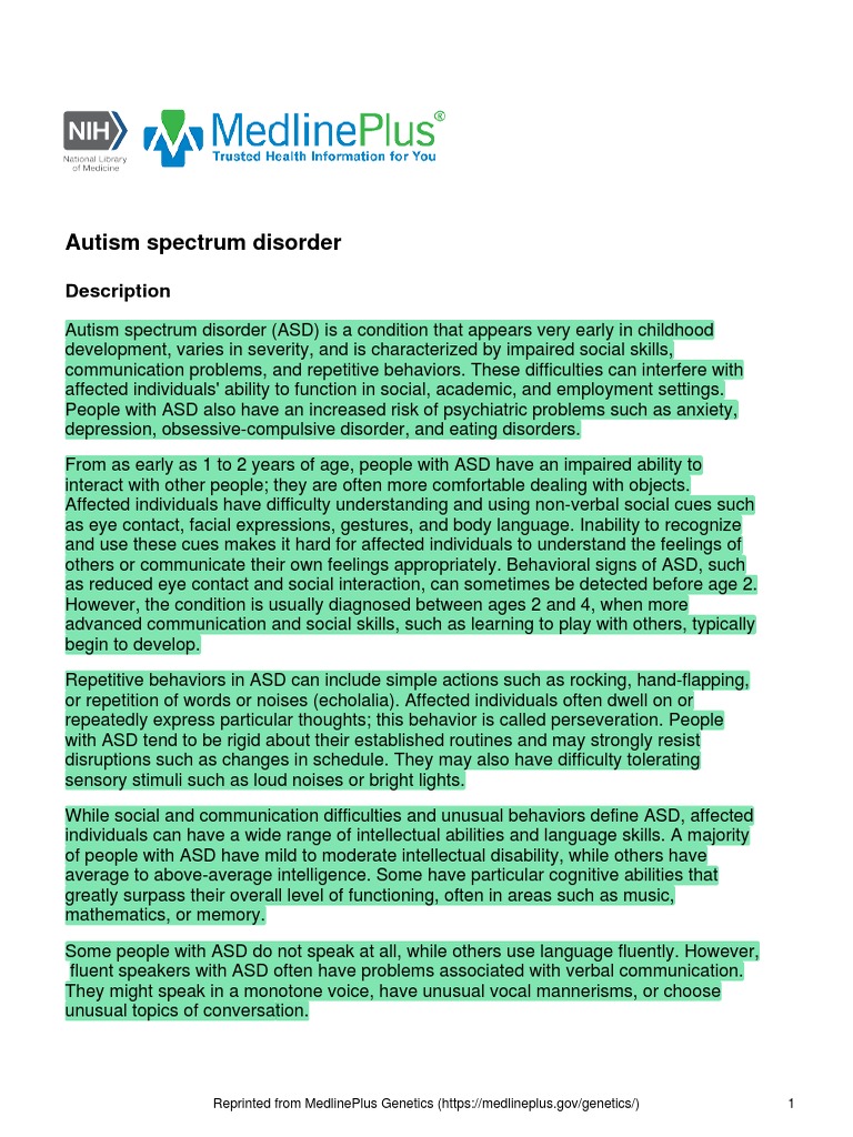 Autism Spectrum Disorder | Download Free PDF | Autism Spectrum ...