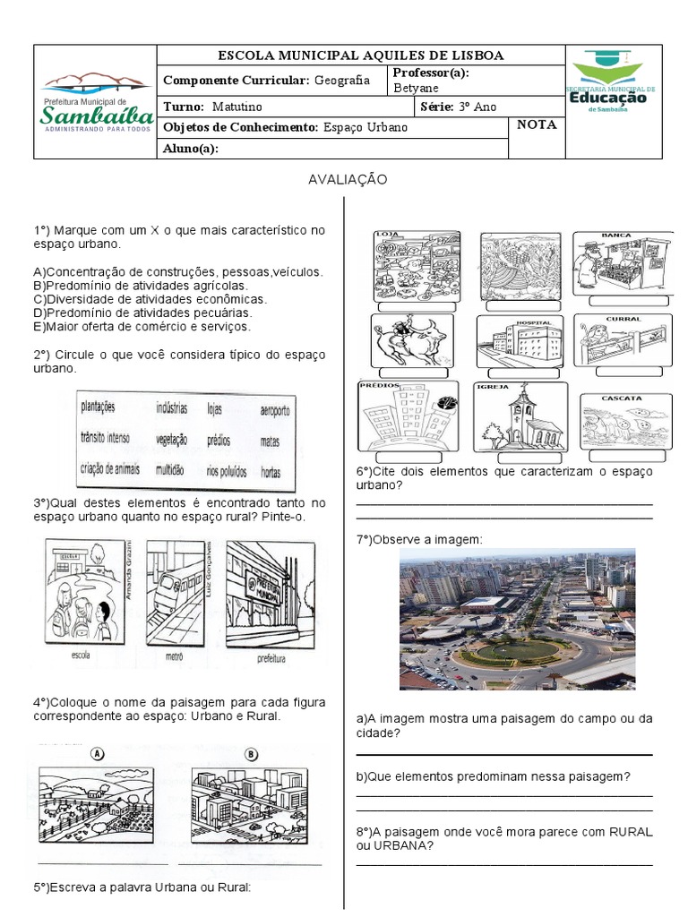 Prova de Geografia 3 Ano | PDF