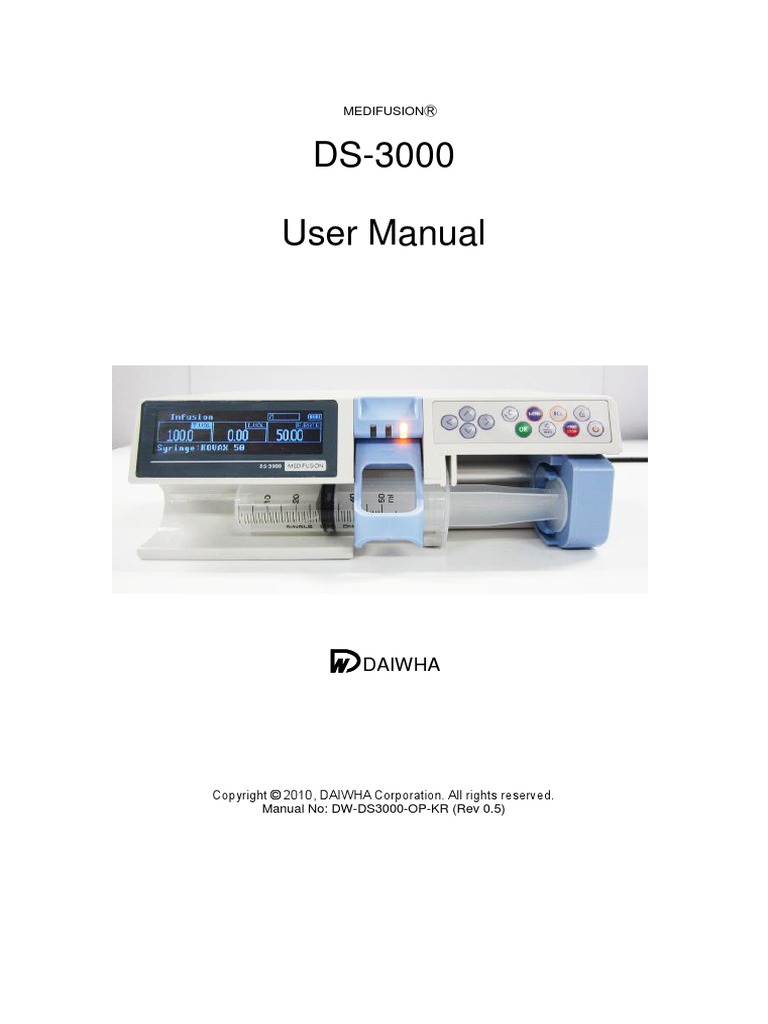 DS3000 USER MANUAL EN Rev0-51 Release 130613 | PDF | Pump | Ac Power Plugs And Sockets