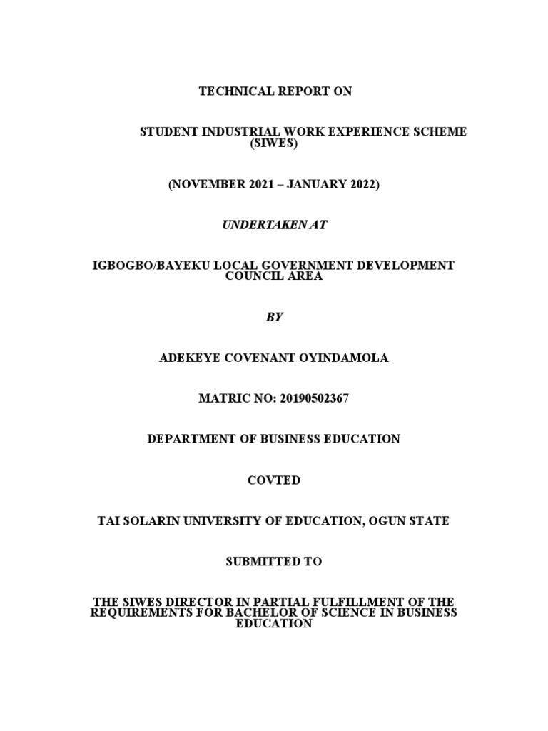 My Siwes Report Pdf Human Resources Human Resource Management