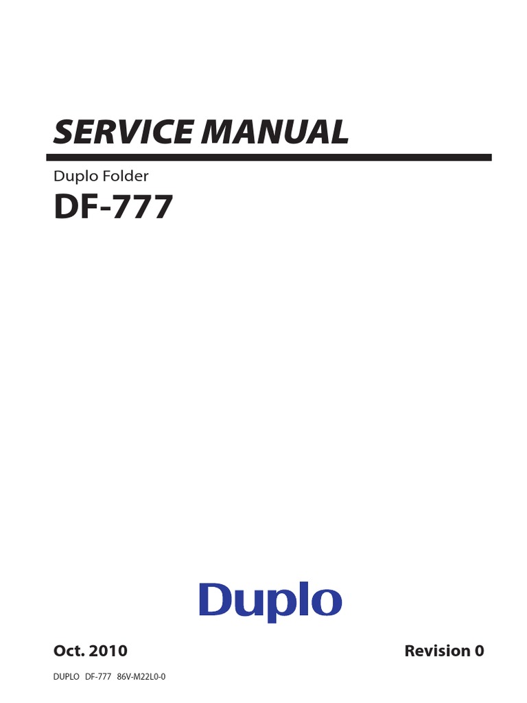 DUPLO DF-777 Service Manual | PDF | Paper | Ac Power Plugs And Sockets