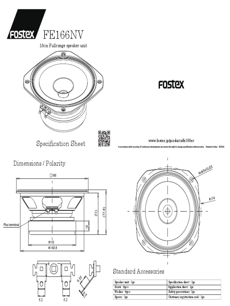 Fostex Fe166 NV Spec | PDF | Loudspeaker | Electrical Engineering
