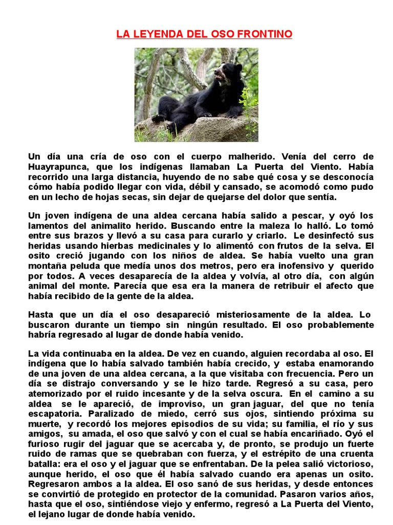 La Leyenda Del Oso Frontino | PDF