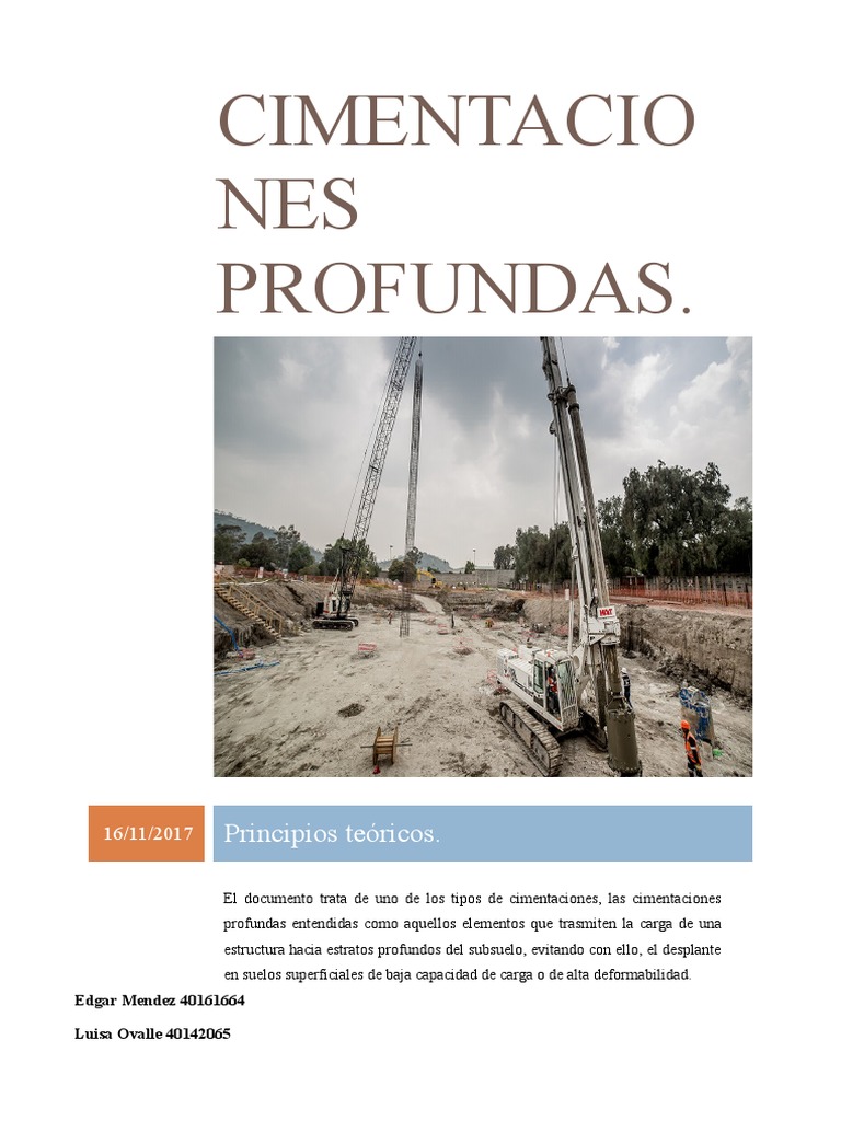 Cimentaciones Profundas | PDF | Fundación profunda | Fundación (Ingeniería)