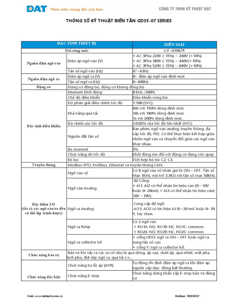 GD35-07-Thong So Ky Thuat | PDF