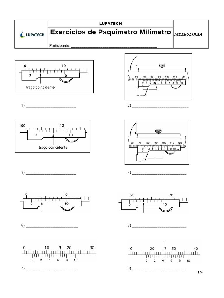 Exercícios de Paquímetro MM - LUPATECH | PDF