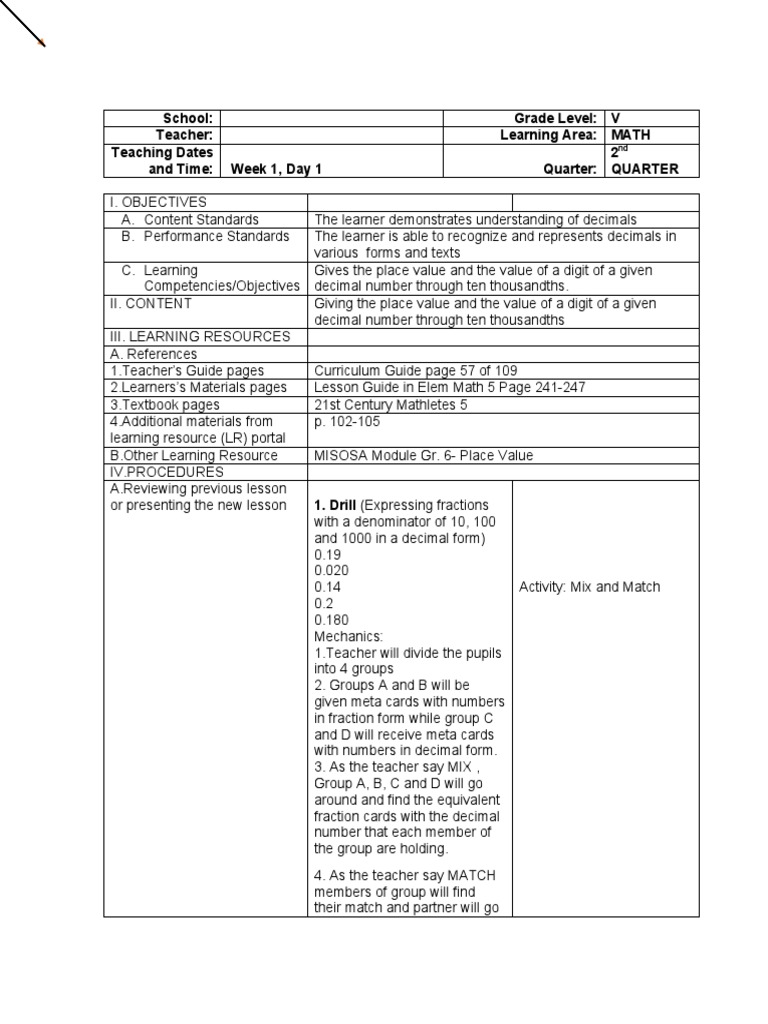 DLP Math5 | Download Free PDF | Learning | Teachers
