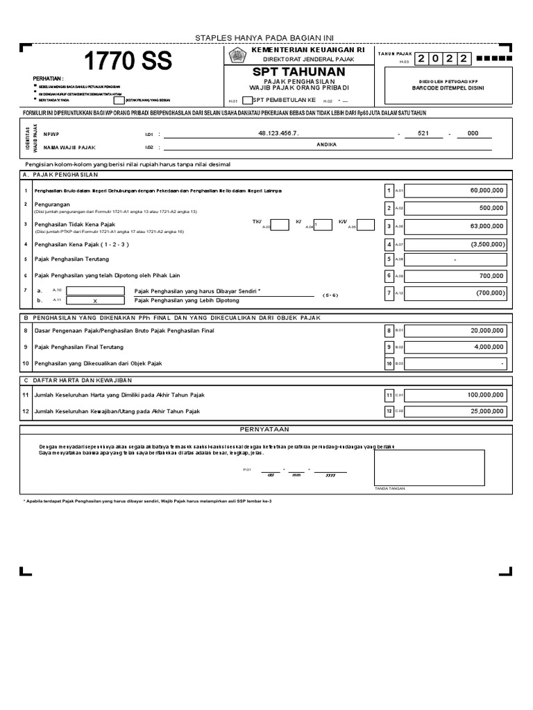 Formulir SPT 1770 Ss1 | PDF