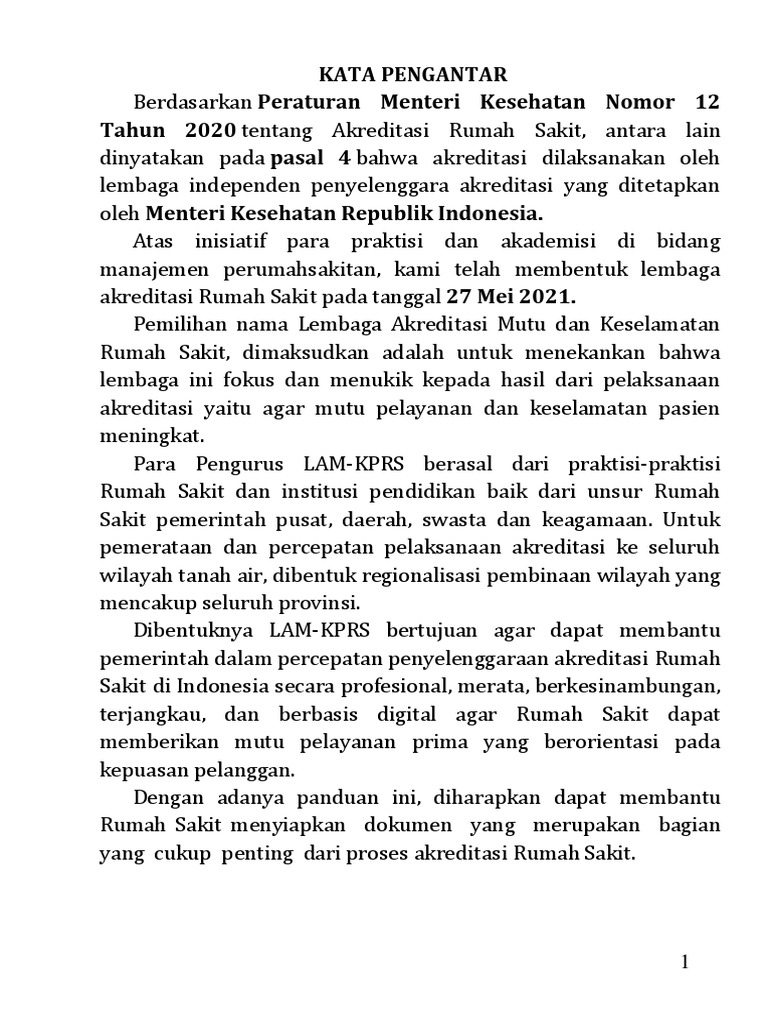 Buku Panduan Akreditasi Lam KPRS | PDF