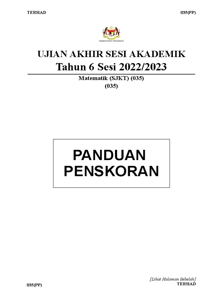 Panduan Skor Math THN 6 2023 | PDF