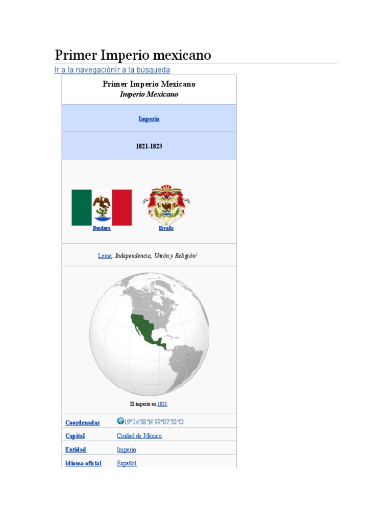 Primer Imperio Mexicano (1821-1823) | PDF | México
