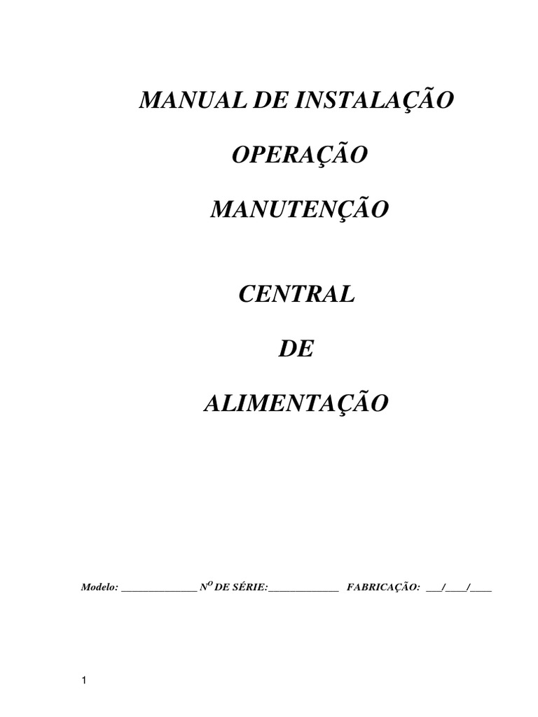 Anexo 5 - Exemplo de Manual de Instalação Operação e Manutenção | PDF ...