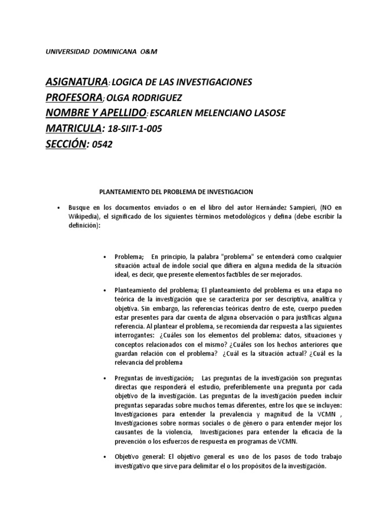 Ejemplos de Planteamiento del Problema | PDF