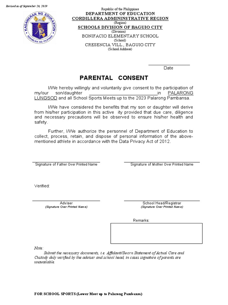 3.a. 2023 Parents Consent Revised 2 | PDF