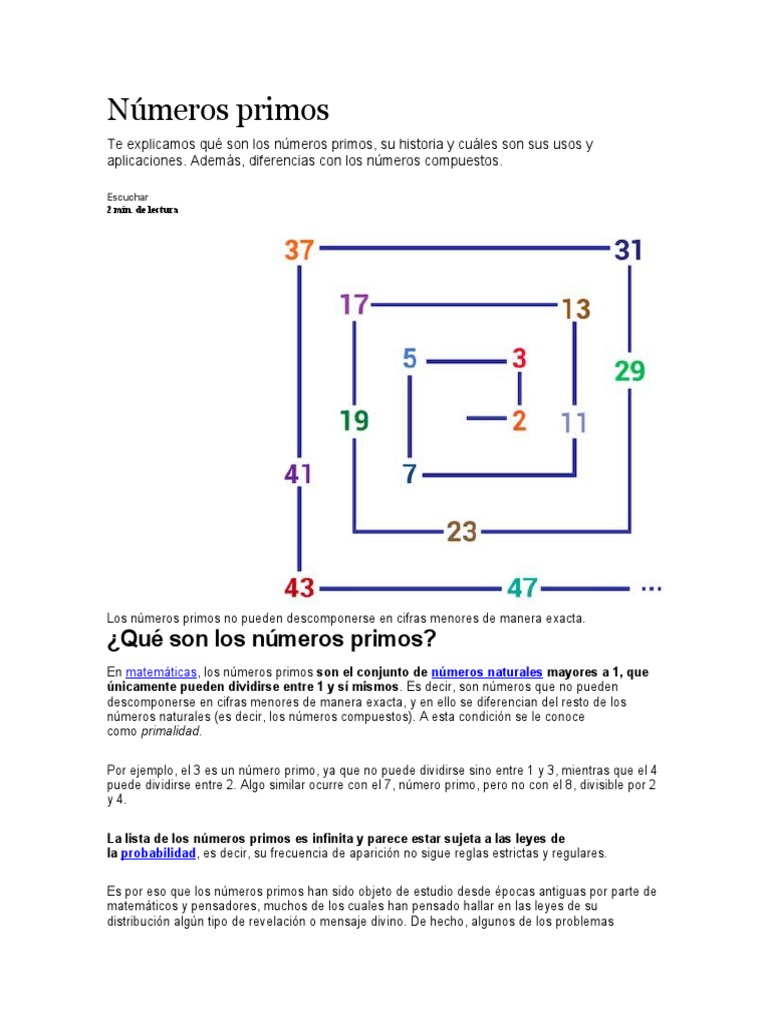 Historia y Usos de Números Primos | PDF | Número primo | Matemáticas