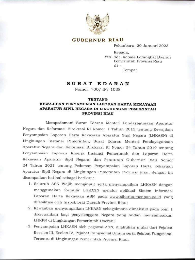 Surat Edaran Lhkasn | PDF