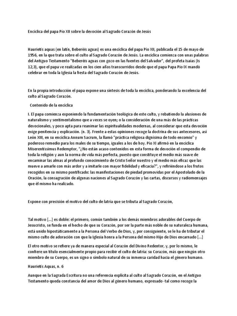 Encíclica Del Papa Pío XII Sobre La Devoción Al Sagrado Corazón de Jesús | PDF | Creencia ...