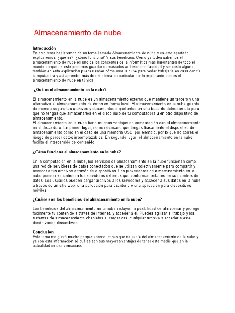 Almacenamiento de Nube: Introducción | PDF | Computación en la nube ...