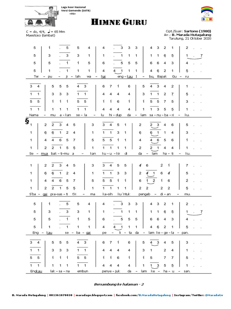 Lagu Koor Hymne Guru (Versi SATB) | PDF