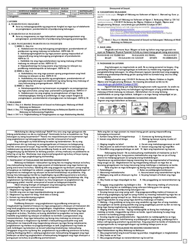 FINAL DLPwithAS Q1 MAPEH5 W5&6 | PDF