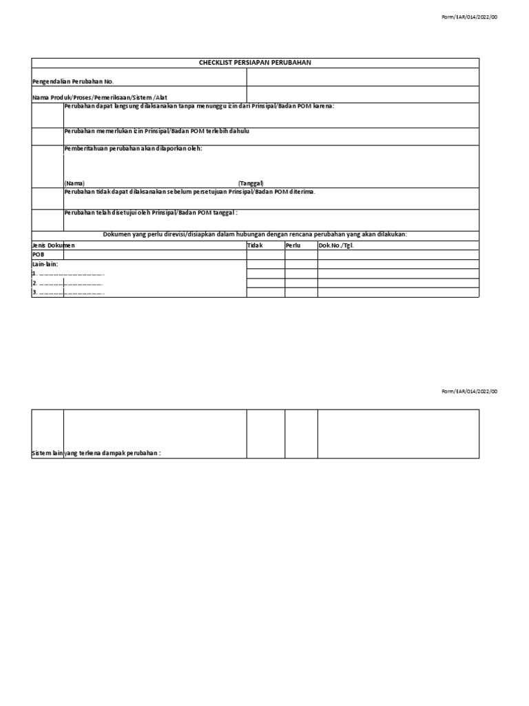 Form Checklist Persiapan Perubahan | PDF
