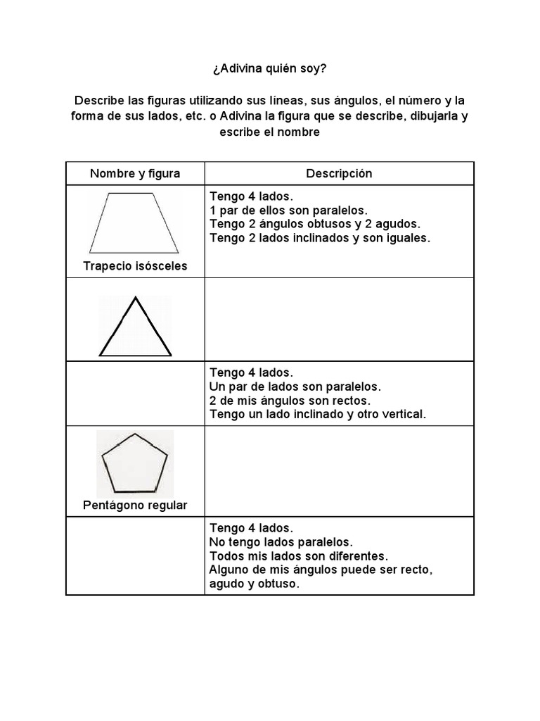 Adivinanzas de Figuras Geométricas | PDF