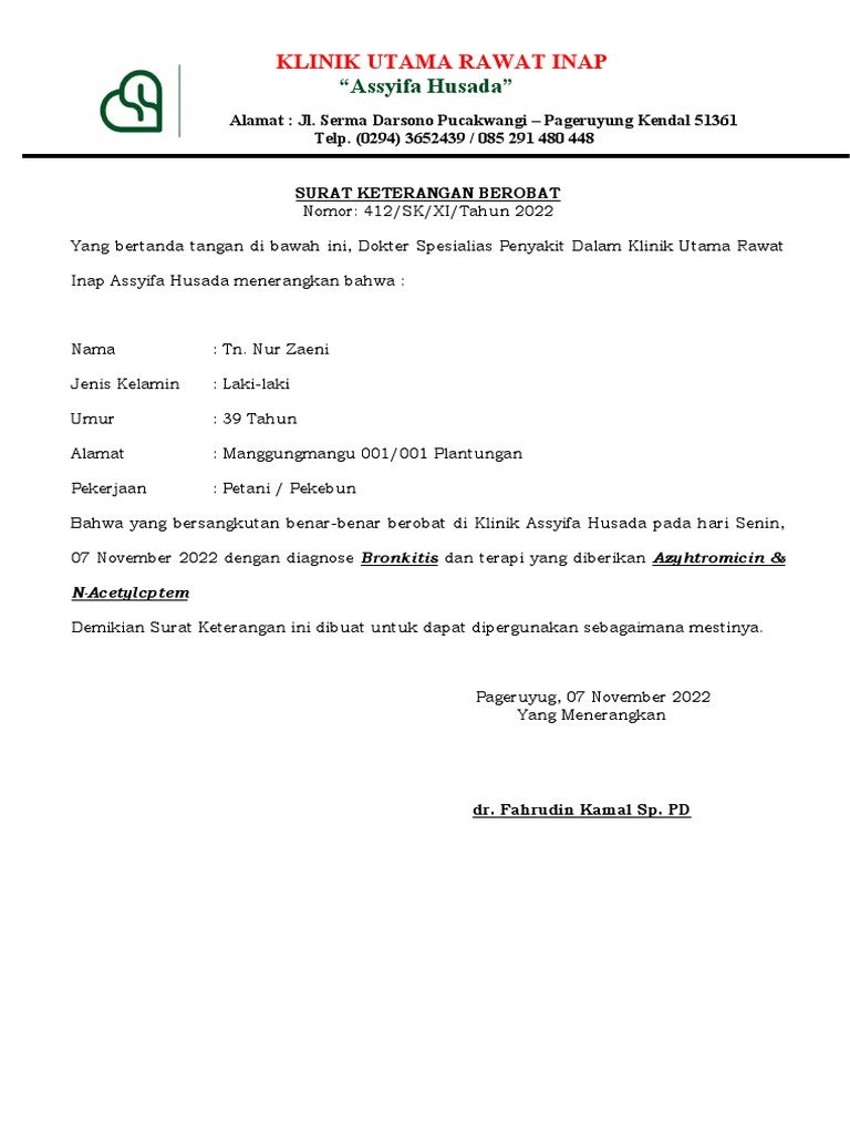 Surat Keterangan Berobat | PDF